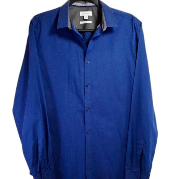 Calvin Klein | Shirts | Calvin Klein Slim Fit Steel Blue Shirt Euc Sz M ...